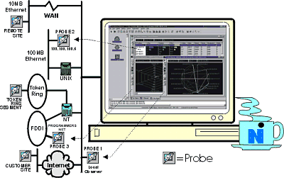 Distributed Observer allows for monitoring multi-segment LANs and WANs
